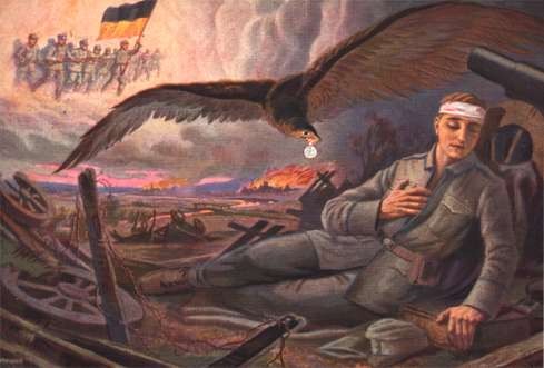 WWI Wounded Eagle with Medal Attacking Military - World War I ...