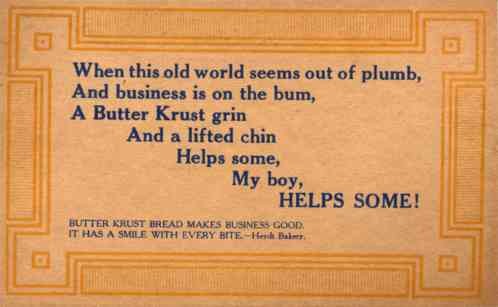 Advertising Butter Krust Bread Poem | VintagePostcards.com: vintage ...