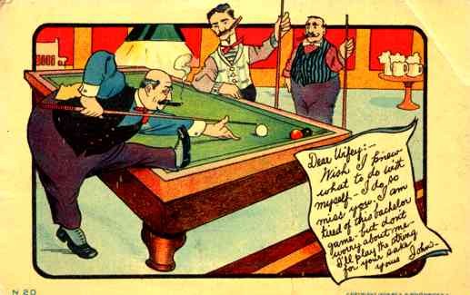 Billiards Player Comic - Billiards - Sports - Vintage Postcards ...