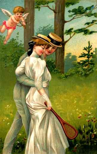 Tennis Couple and Aiming Cupid in the Air - Tennis & Ping Pong - Sports ...